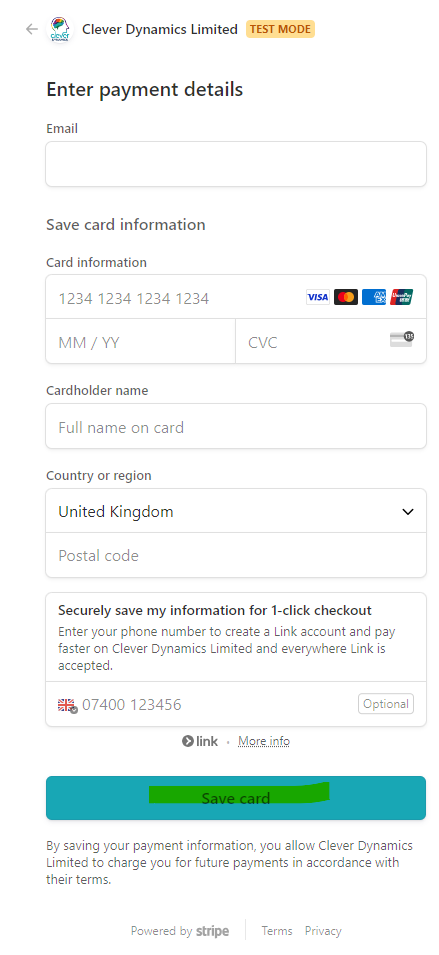 Clever Dynamics - Registering & Storing Cards
